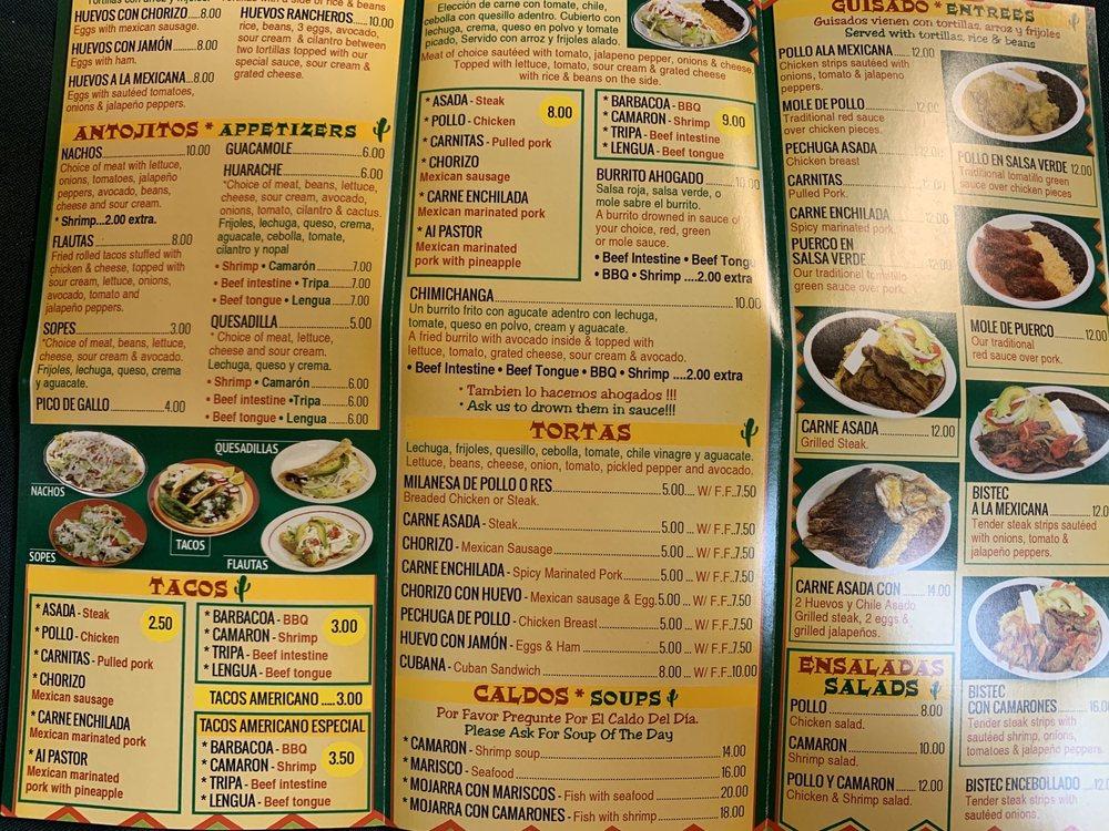 Menu at Los Corrales restaurant, Keyport