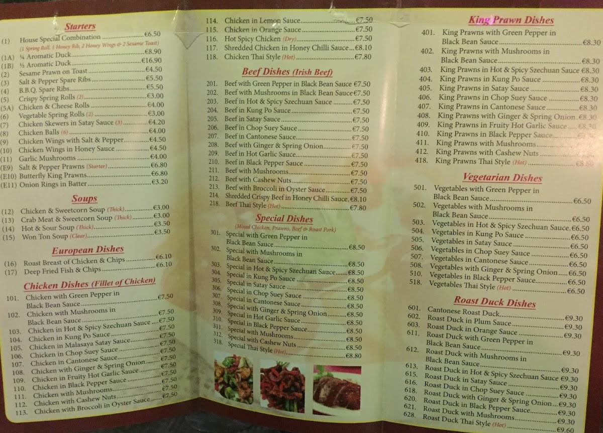 Menu at Phoenix Chinese Restaurant, Belmullet