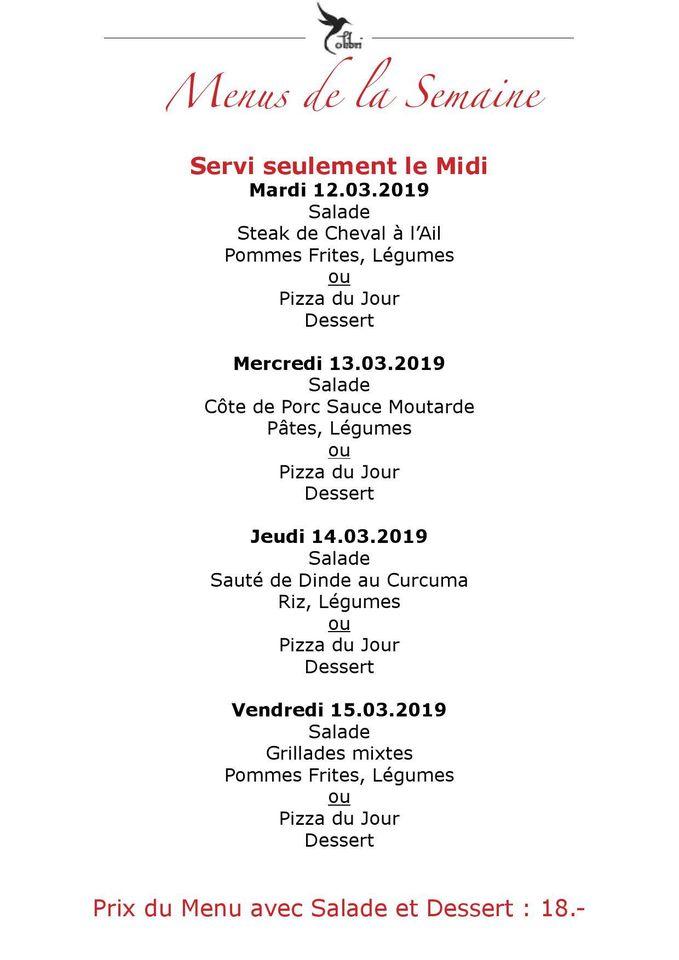 Speisekarte von Restaurant Colibri, Port-Valais