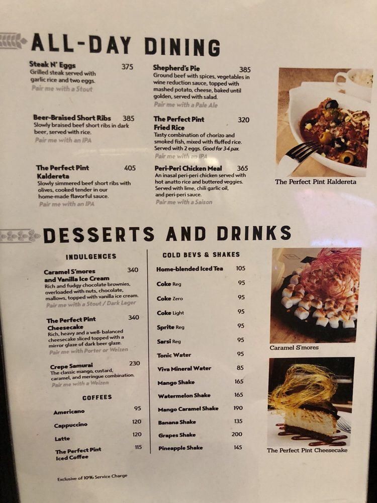 Menu at The Perfect Pint - Greenbelt 2 restaurant, Makati