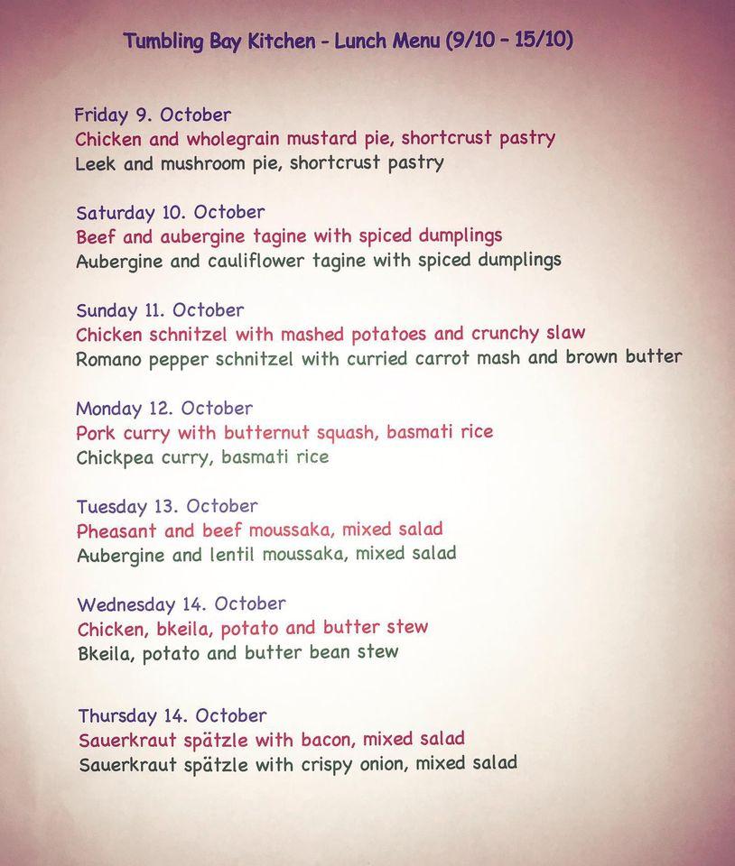 Menu at Tumbling Bay Cafe, Oxford, Botley Rd