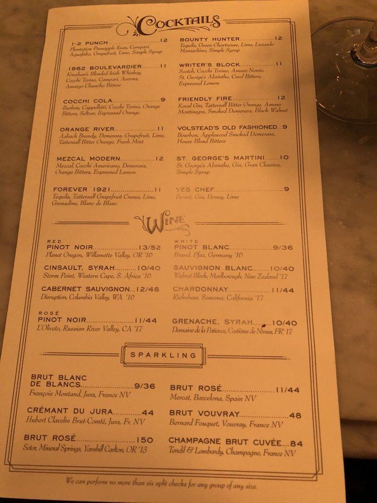 Menu at Volstead's Emporium pub & bar, Minneapolis