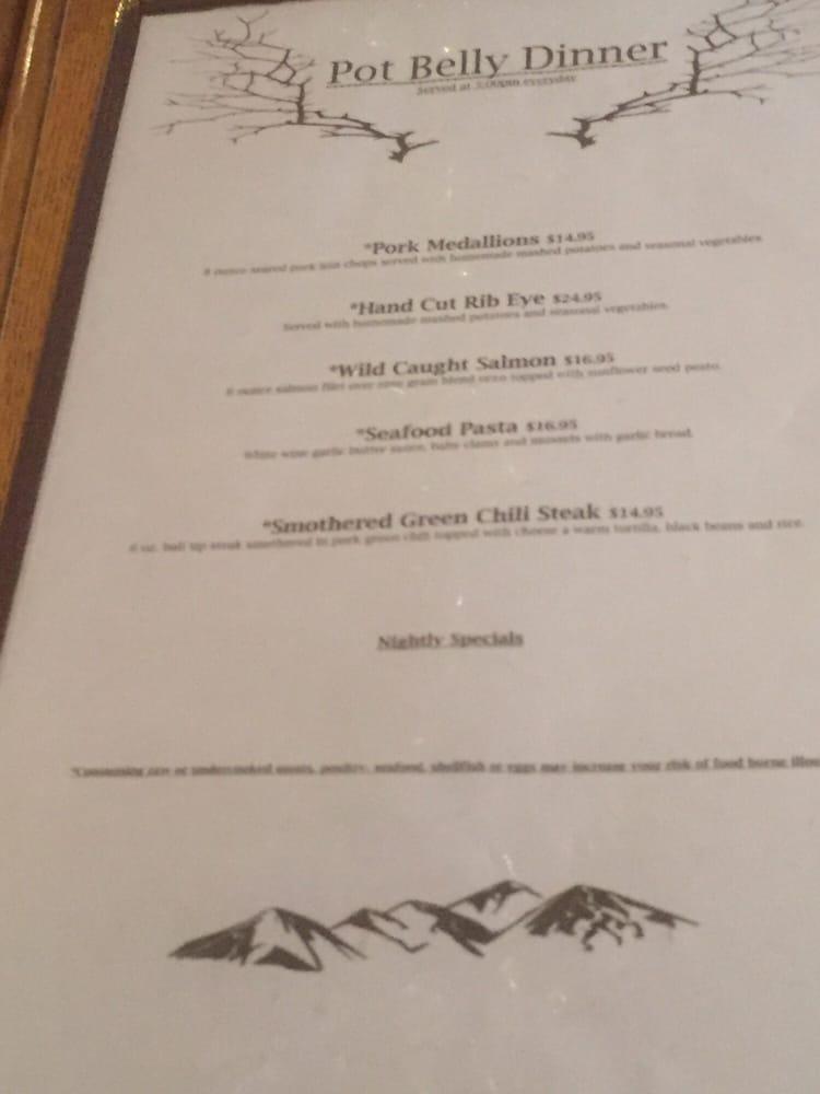 Menu at Potbelly Restaurant & Lounge, Red Feather Lakes