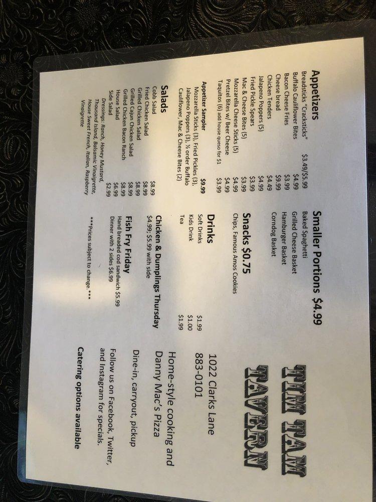 Menu at Tim Tam Tavern pub & bar, Louisville, Clarks Ln