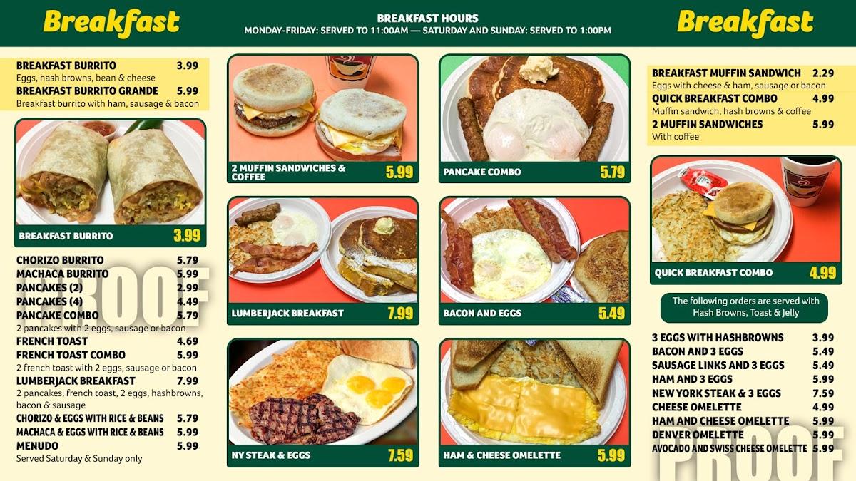 Menu at Varsity Burgers fast food, Anaheim