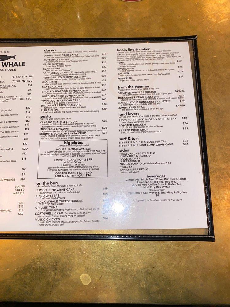 Menu at Black Whale Bar & Fish House, Beach Haven