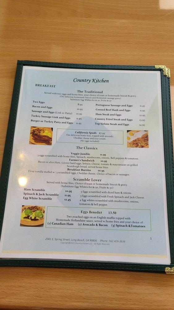 Menu at Country Kitchen cafe, Long Beach