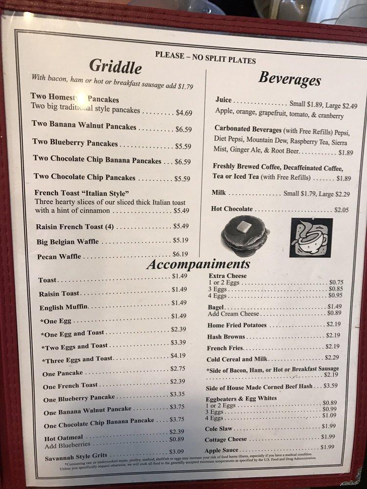 Menu at Eggs R Us restaurant, Pittsburgh