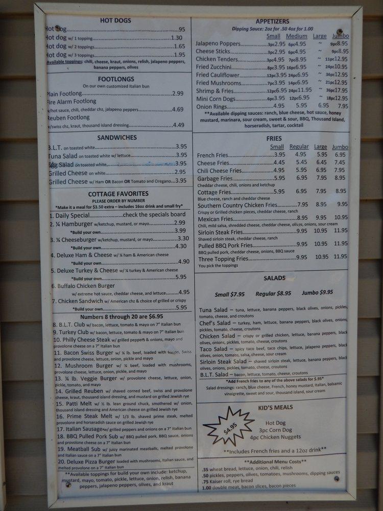 Carta del restaurante Ice Cream Cottage, Saegertown, PA-198