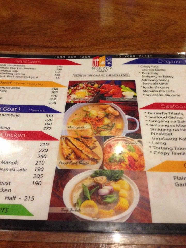 Carta de Nuezca Cafe, Ciudad Quezon