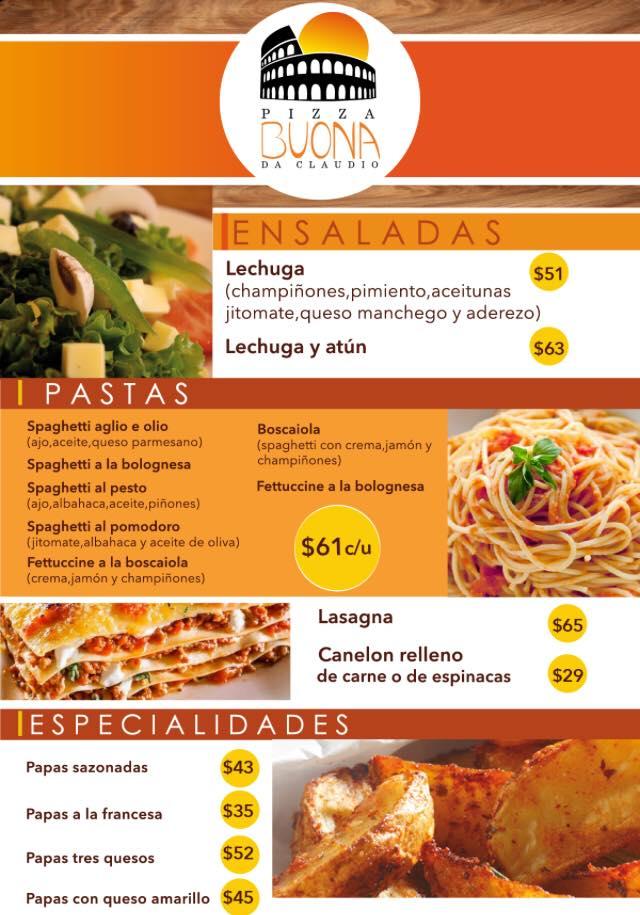 Carta del restaurante Pizza Buona, Cuautitlan