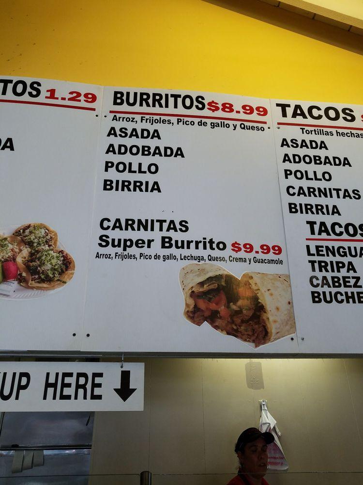 Menu at El Toro Taqueria restaurant, Hemet