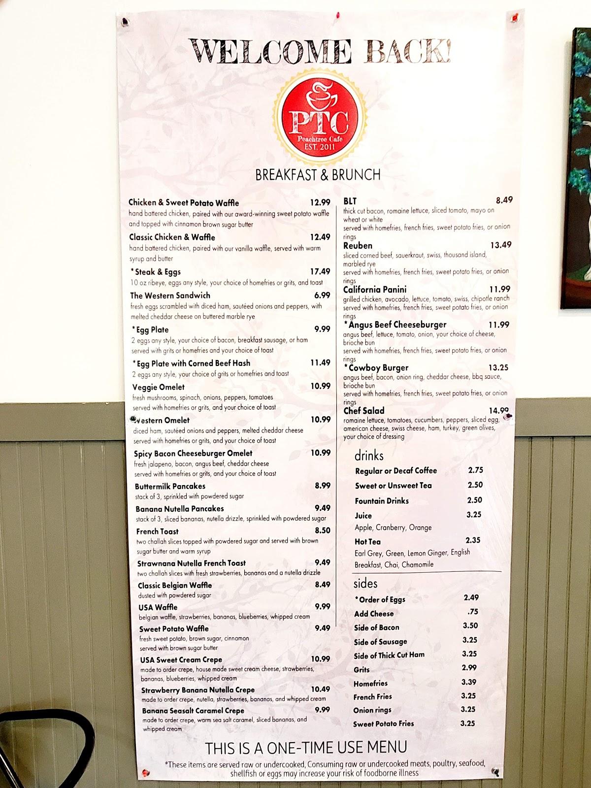 Menu at The Peachtree Cafe, Lawrenceville