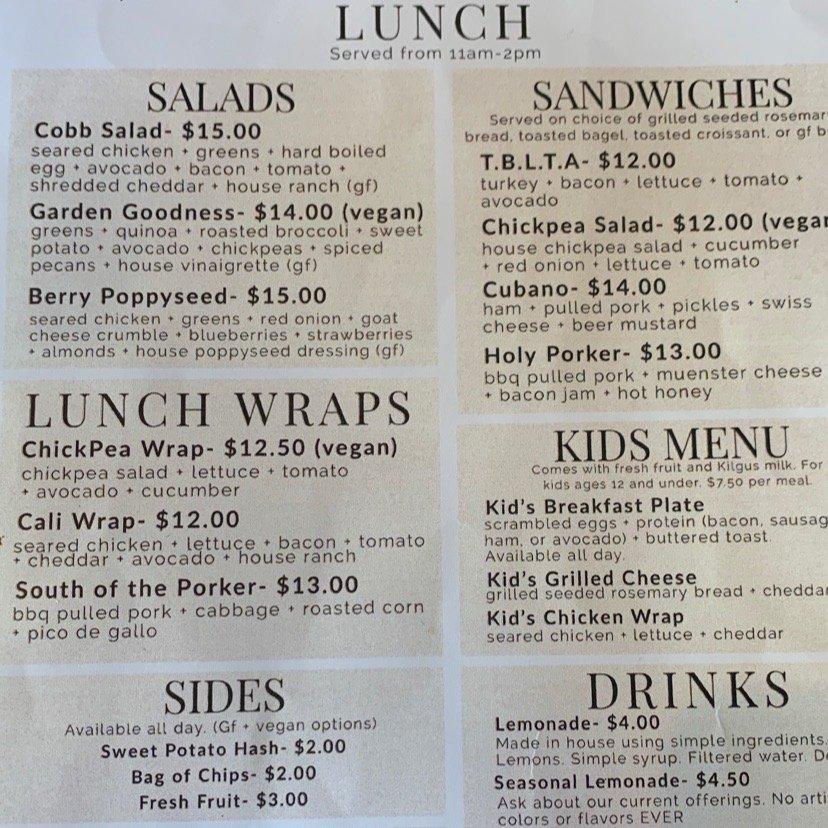 Menu at Three Twigs & Co cafe, Springfield, A Freedom Dr