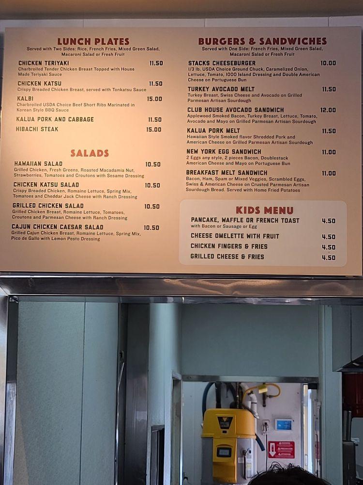 Menu at Aloha Stacks restaurant, Mission Viejo, Santa Margarita Pkwy