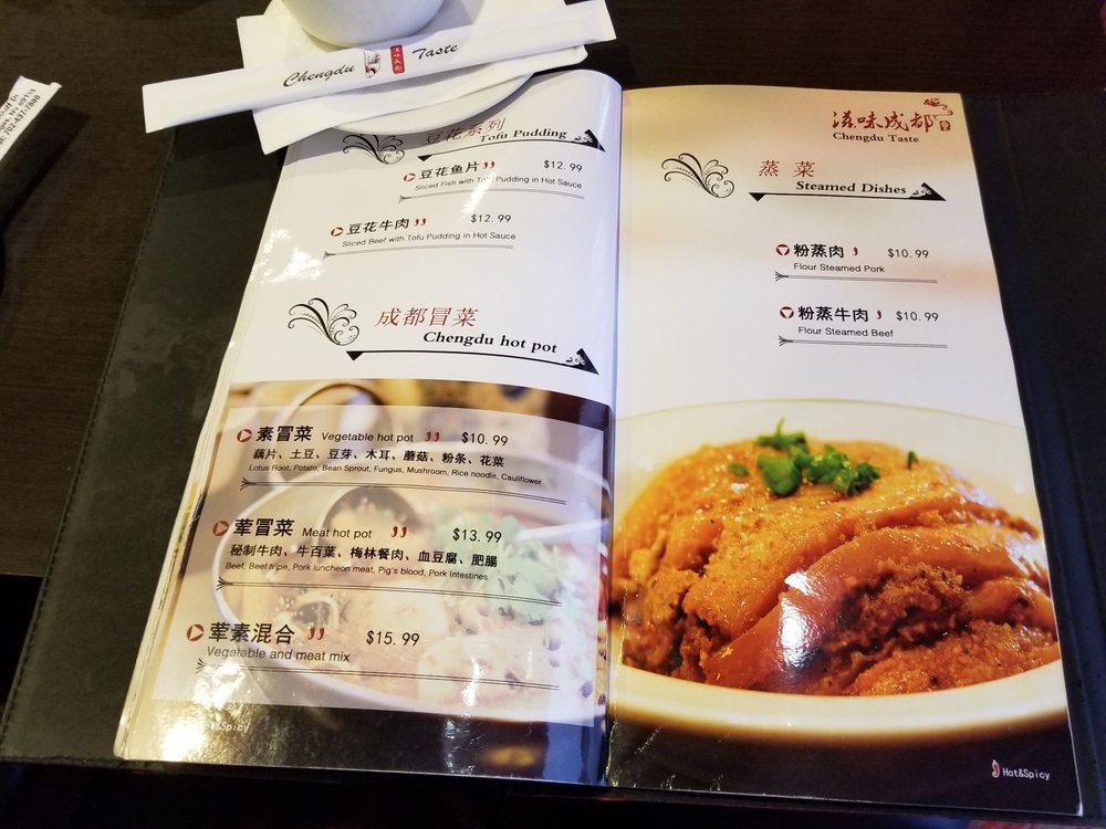 Menu at Chengdu Taste restaurant, Alhambra