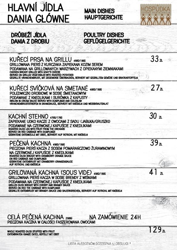 Menu at Czech Restaurant Hospudka, Szczecin