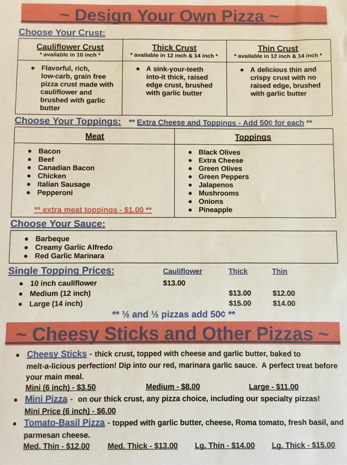 Menu at Flipside Pizza & Pub, Lu Verne