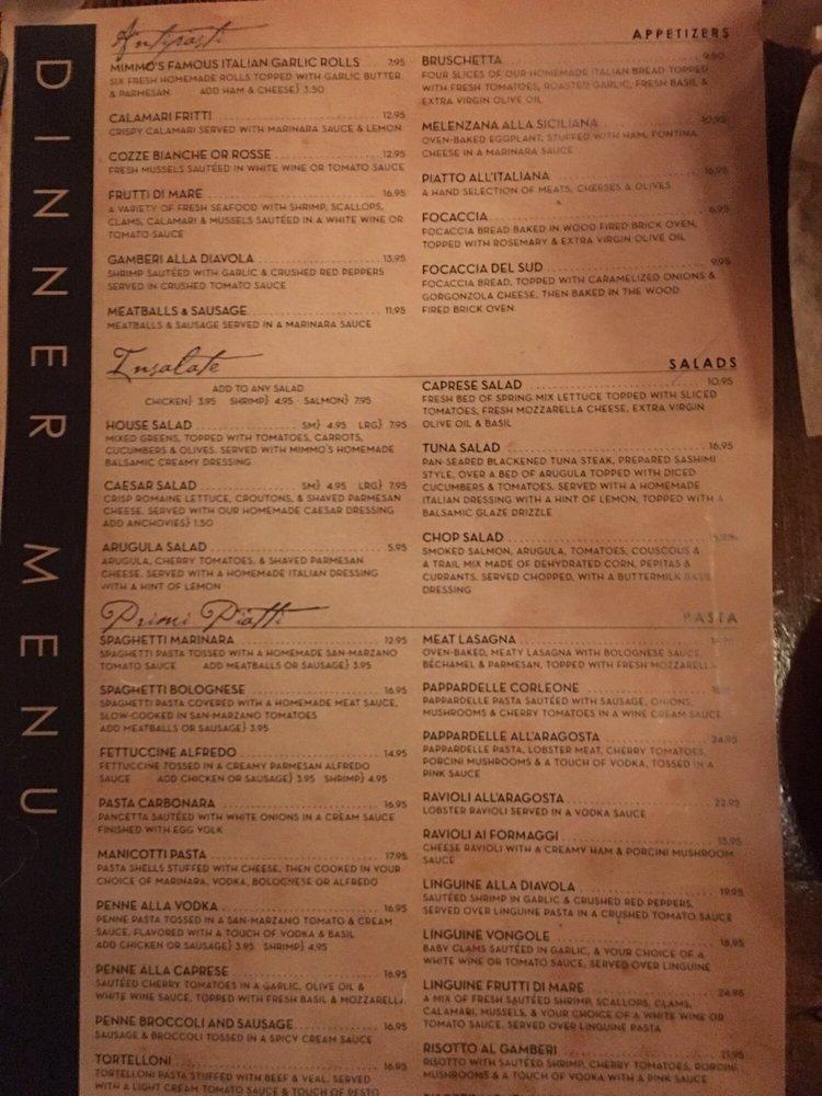 Menu at Mimmo's Ristorante Italiano pub & bar, Destin