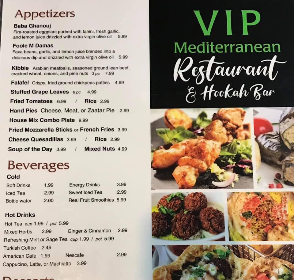 Carta de Vip Mediterranean Restaurant, Cold Spring