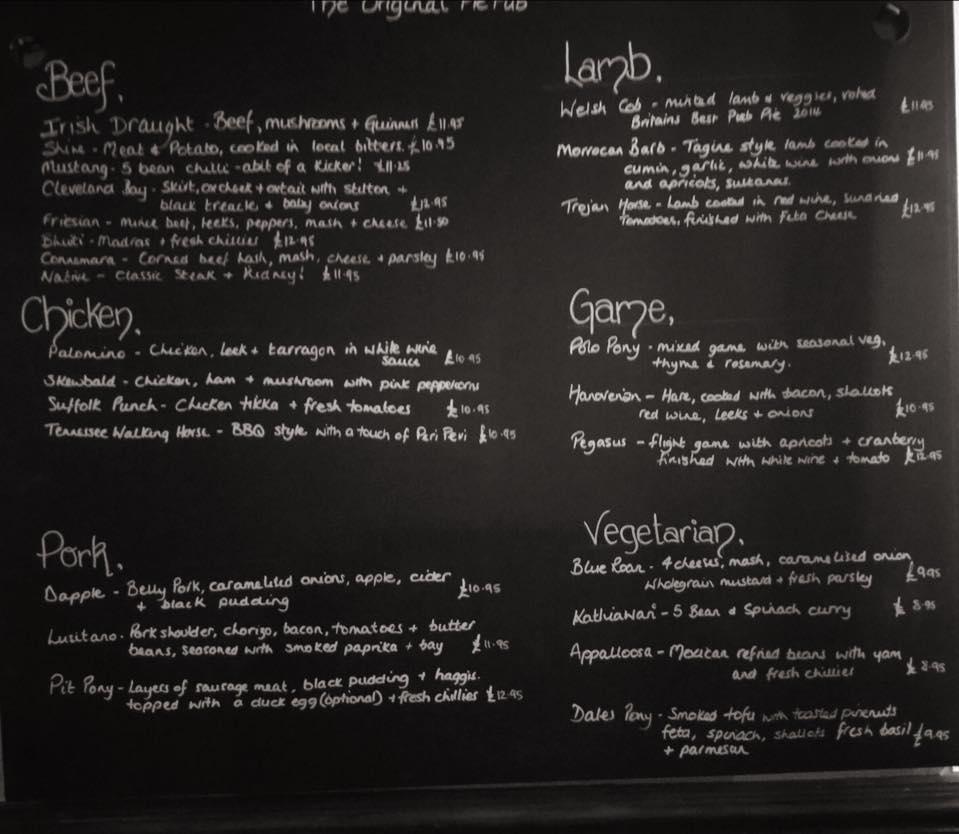 Menu at Chestnut Horse Inn pub & bar, Kelk