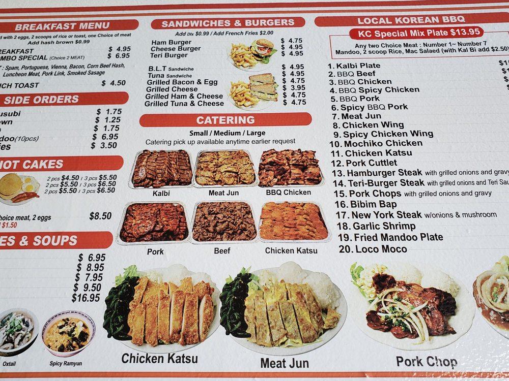Menu at K C Lunch & Deli restaurant, Honolulu