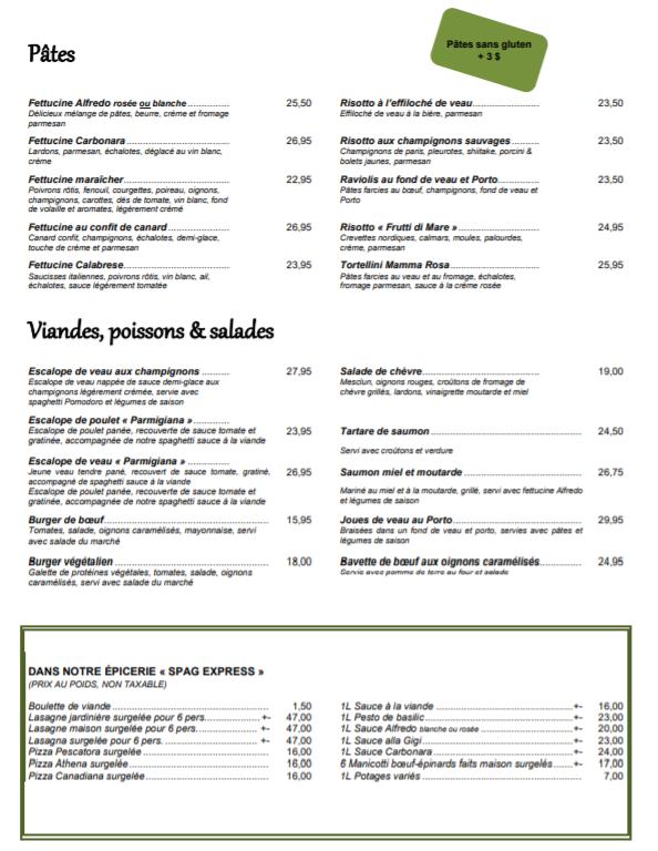 Menu au Maison Du Spaghetti Dupont Joliette restaurant, Joliette