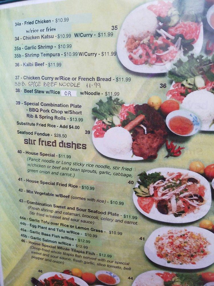 Menu at Pho Mai Han restaurant, Waipahu, 94-366 Pupupani St #102