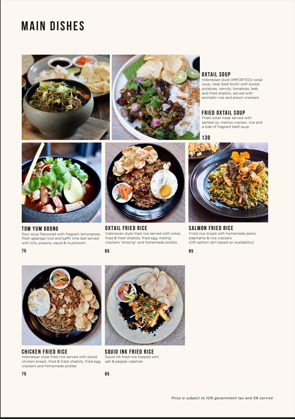 Menu at Pison Thamrin restaurant, Jakarta