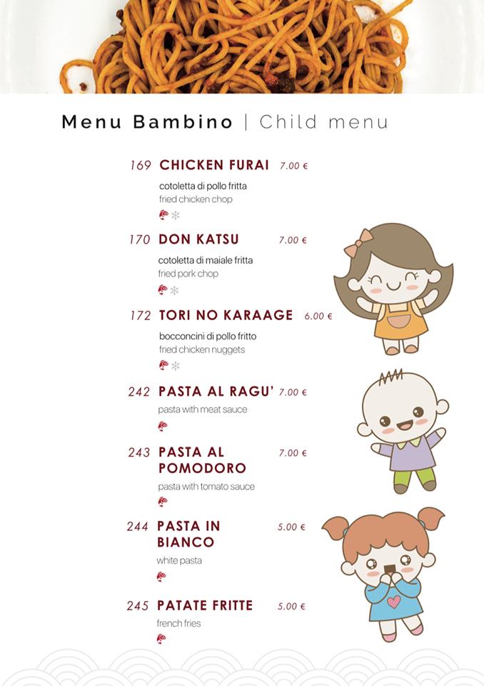 Menu at Samurai Sushi restaurant, Roveredo in Piano
