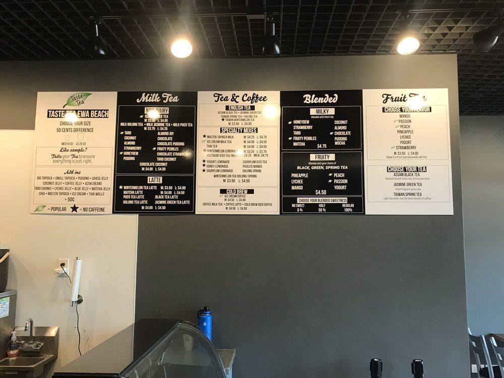 Menu at TasteTea cafe, Ewa Beach