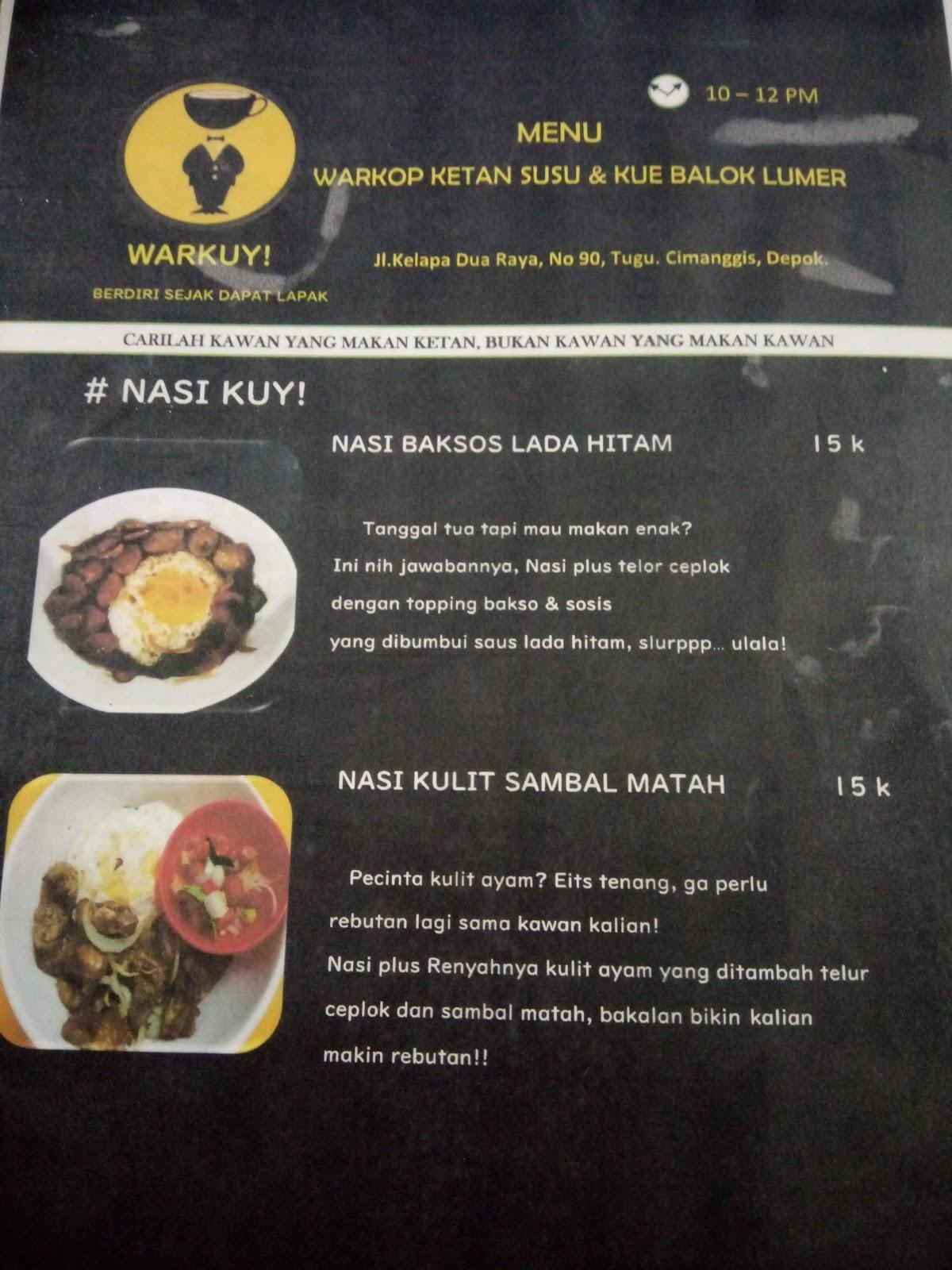 Menu at WARKUY WARKOP KETAN SUSU & KUE BALOK restaurant, Depok