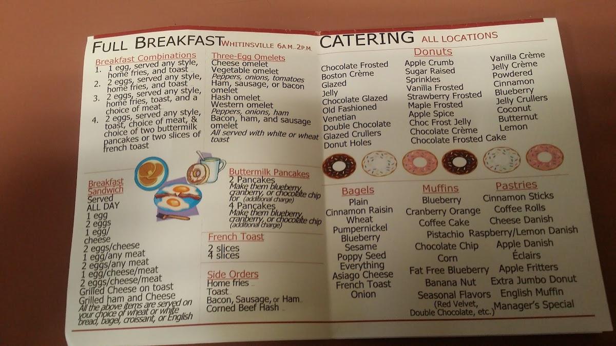 Menu at Jumbo Donuts fast food, Northbridge, Providence Rd