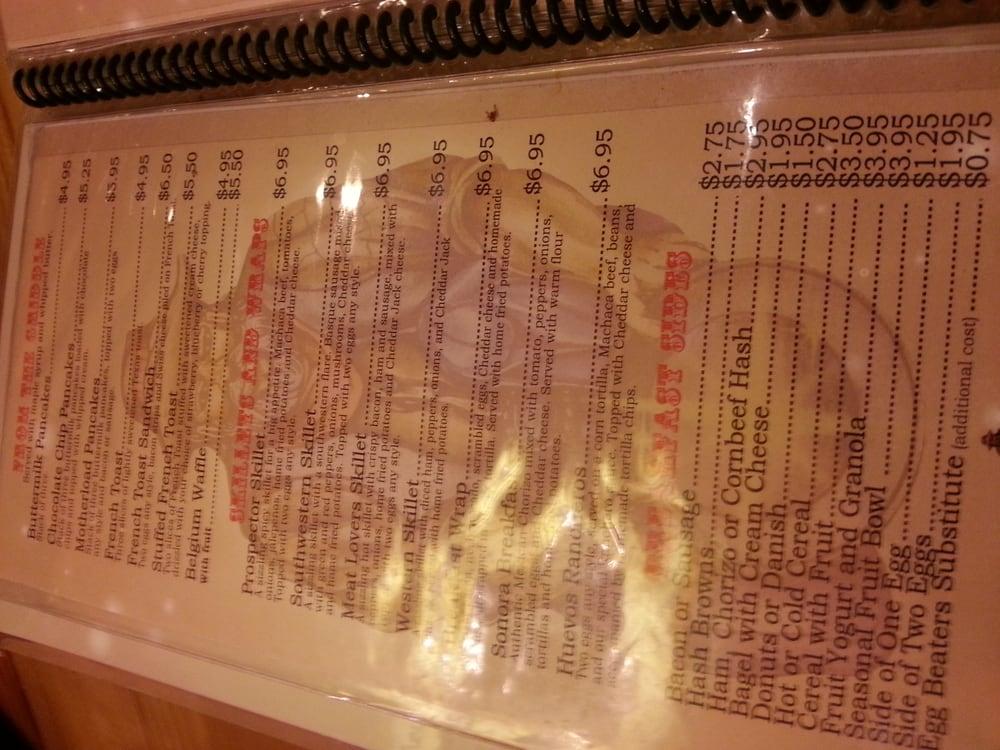 Menu at Prospector Cafe, West Wendover, Wendover Blvd