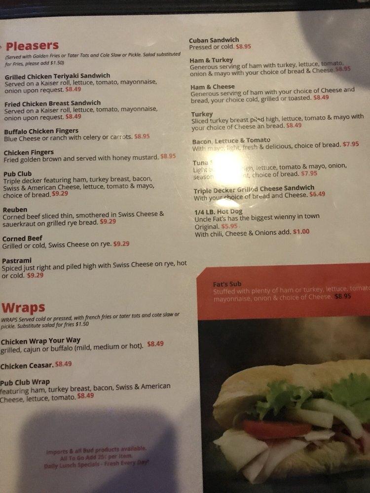 Menu at Uncle Fats Tavern pub & bar, Temple Terrace