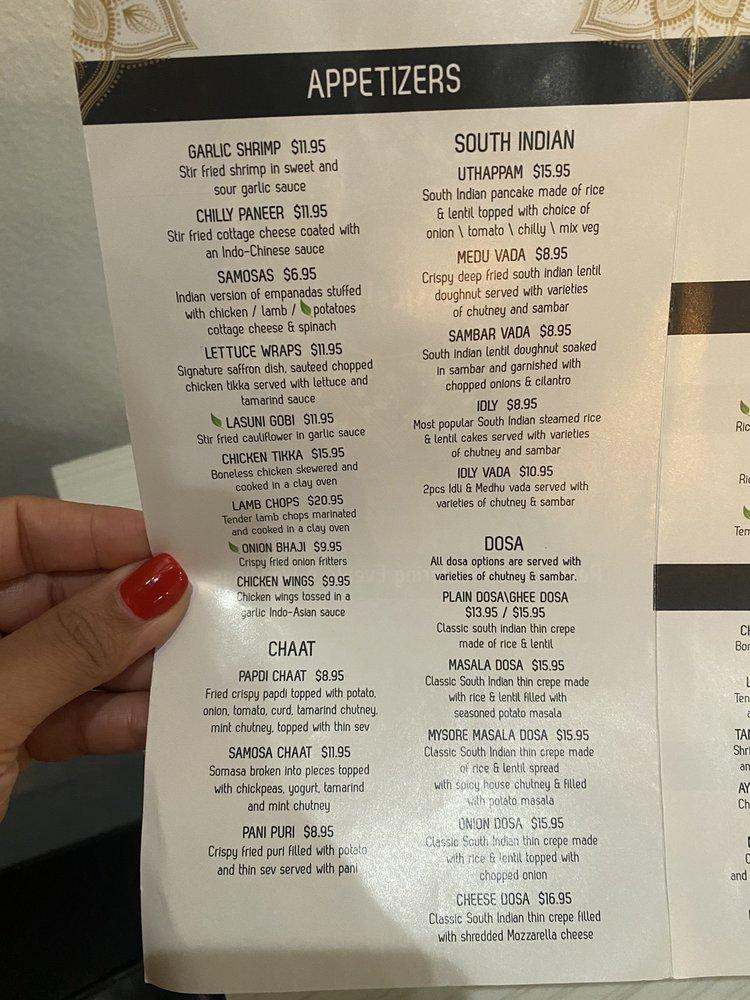 Menu at Ayesha Indian Fine Dining - Midtown restaurant, Miami