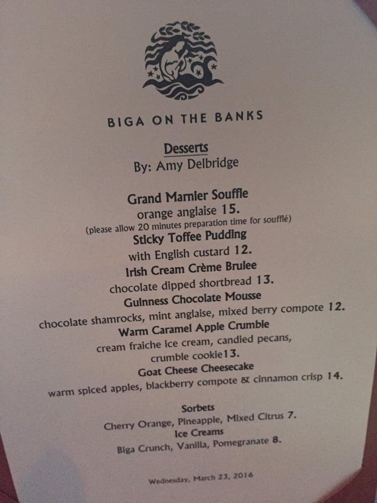Menu at Biga - San Antonio Riverwalk Restaurant, San Antonio