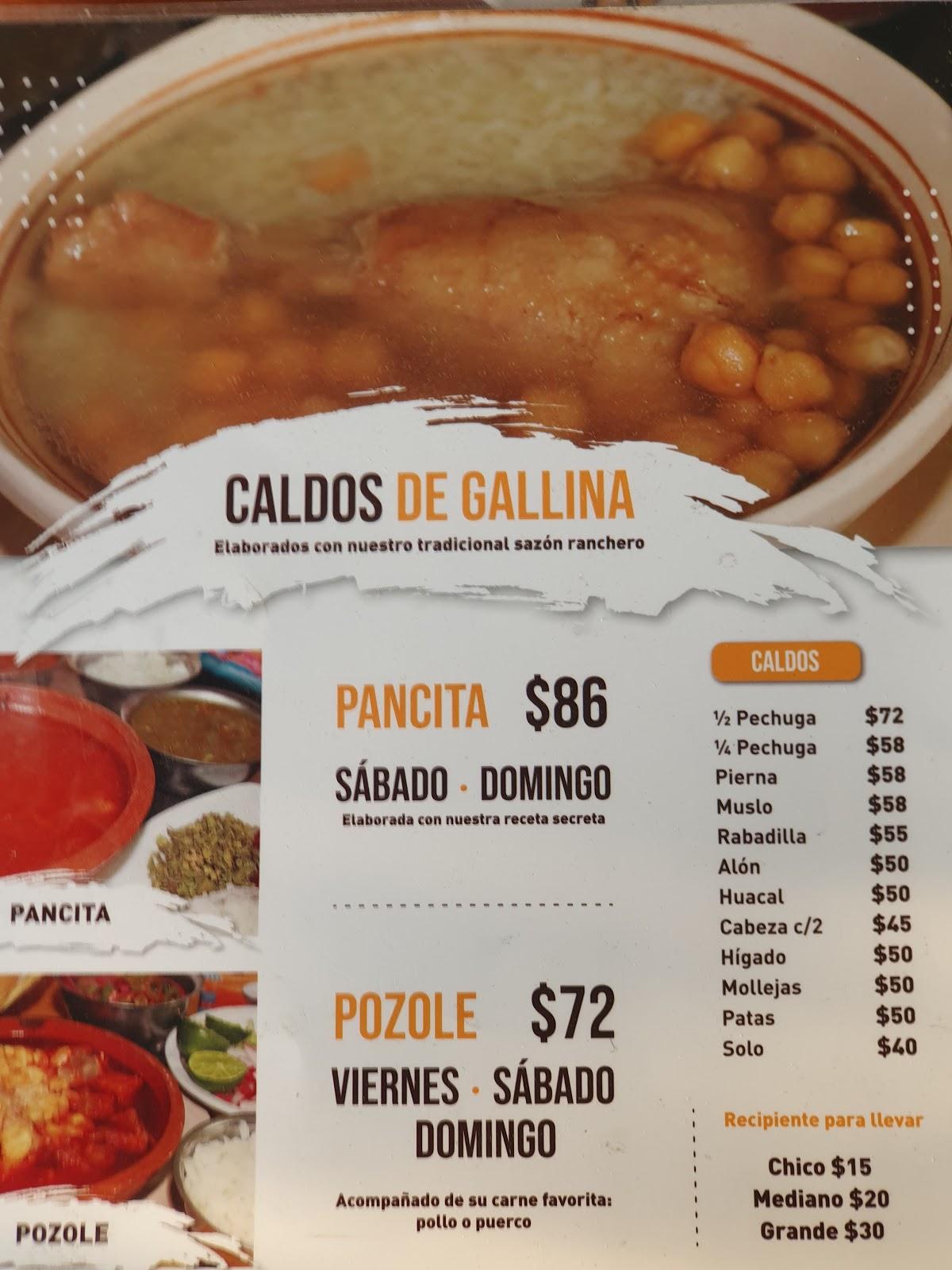 Carta del restaurante El Pollito, Ciudad del México, Lebrija esquina con