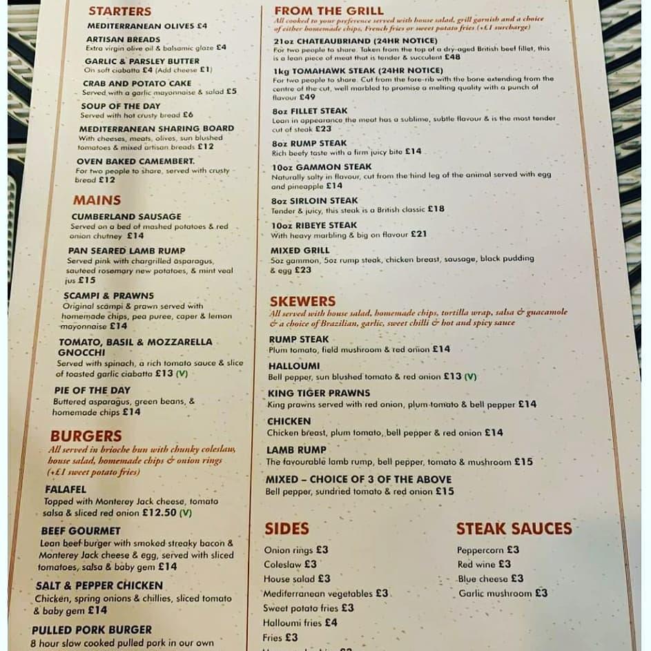 Menu At Lindley Tap Bar Grill Huddersfield