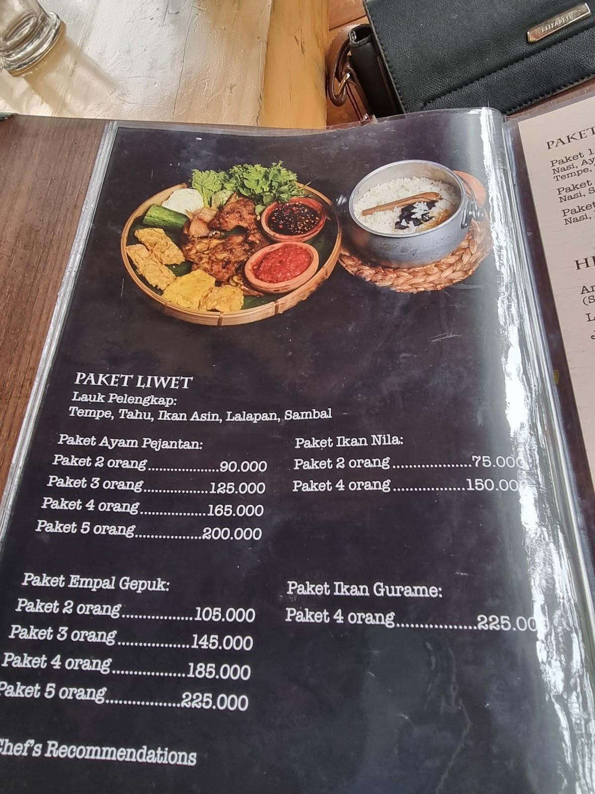 Menu at Los135 cafe and resto, Indonesia