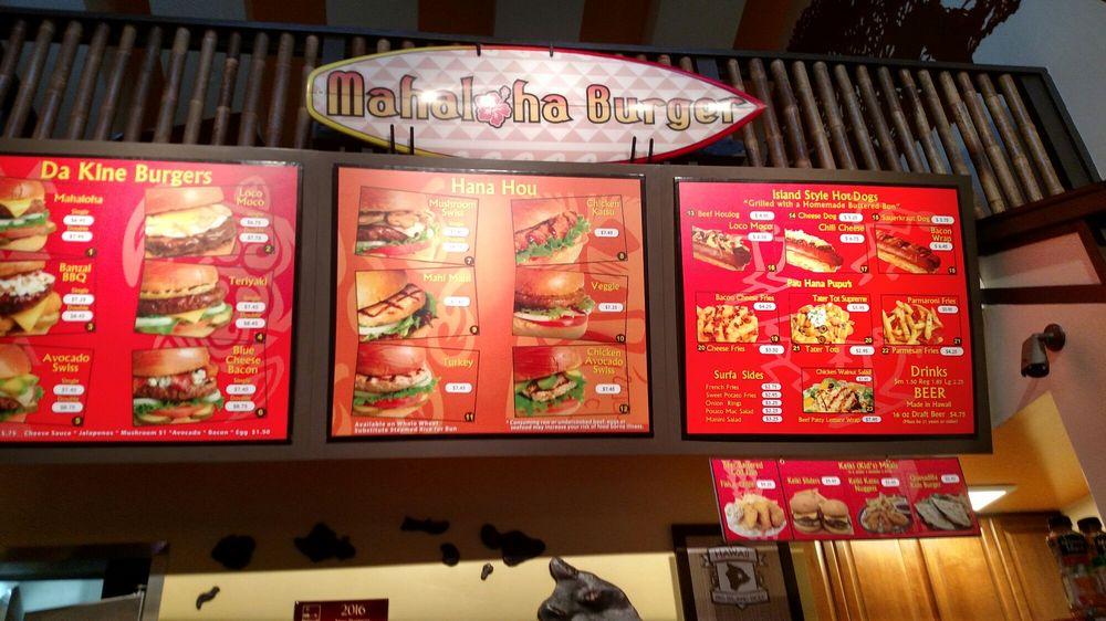 Menu at Mahaloha Burger Kailua fast food, Kailua