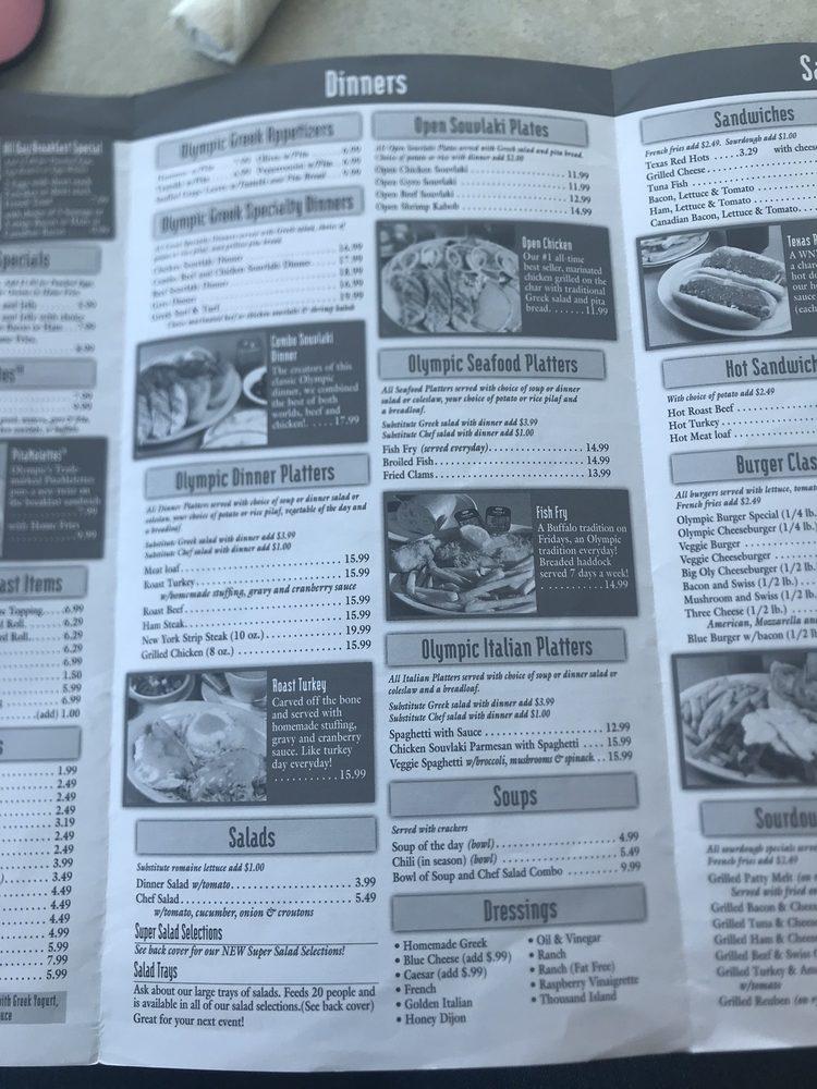 Menu at Olympic Restaurant, Cheektowaga