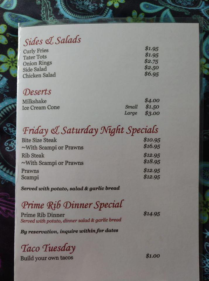 Menu at Pastime Bar & Grill, Genesee