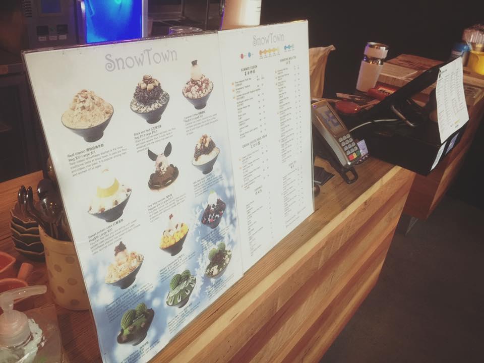 Menu at Snow Town desserts, Hamilton