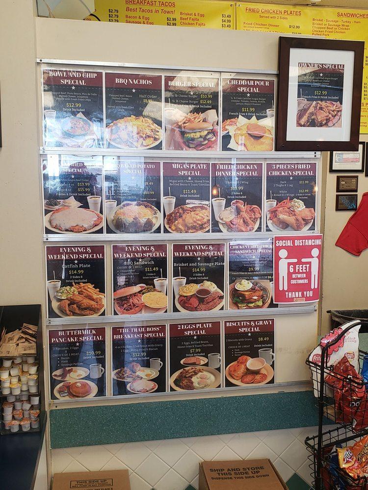 Menu at J&J BBQ & Burgers, Lago Vista