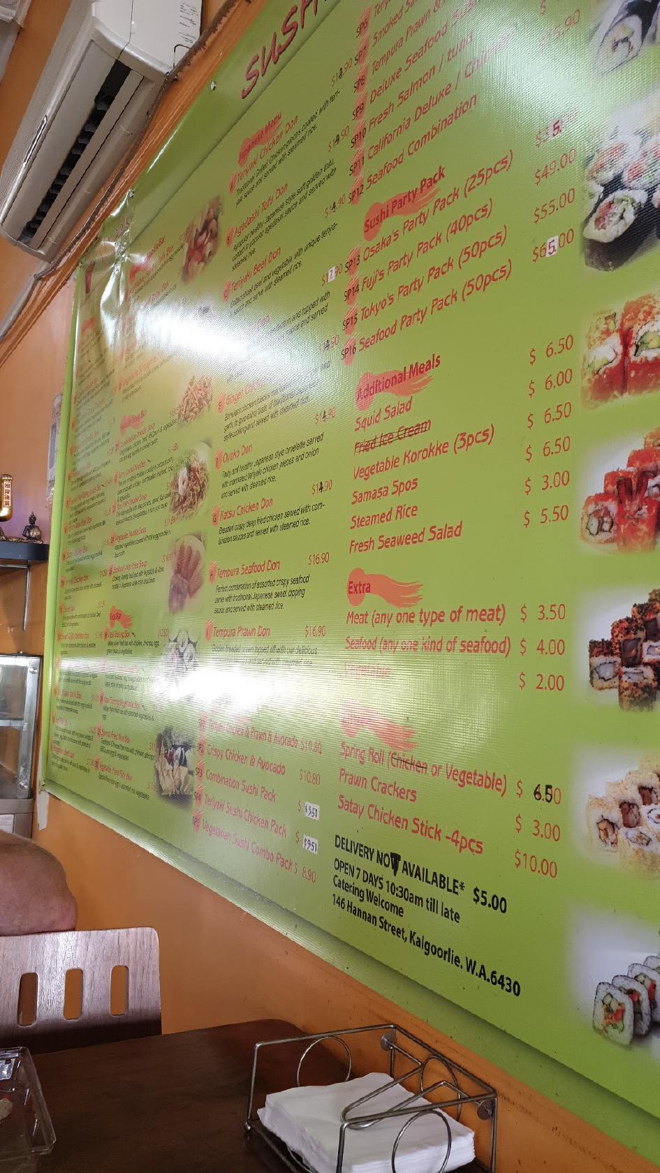 Menu at Xing's Kitchen restaurant, Kalgoorlie