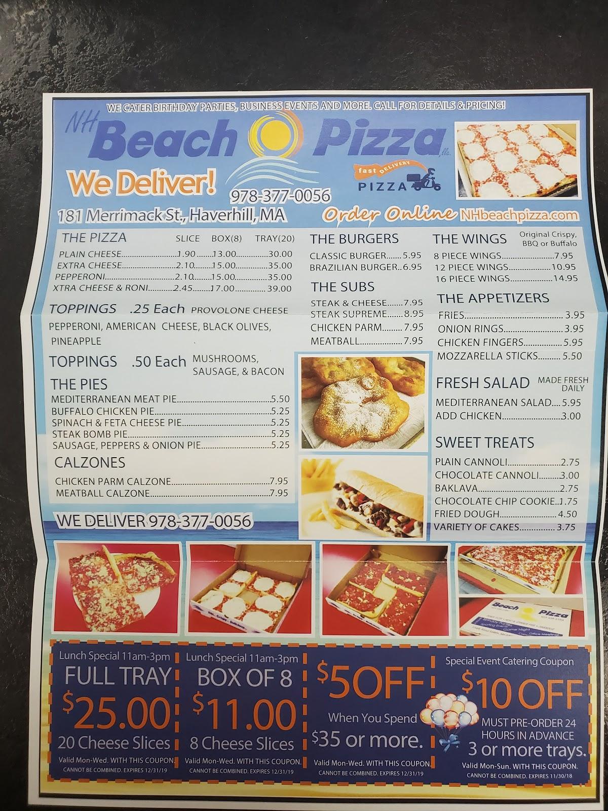 Menu at NH Beach Pizza pizzeria, Haverhill