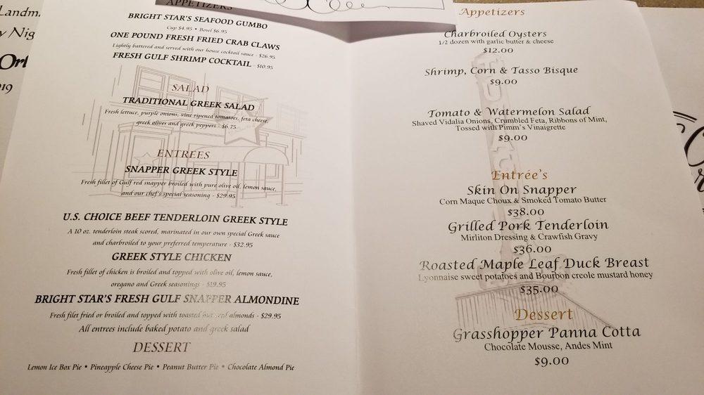 Menu at Bright Star Restaurant, Bessemer