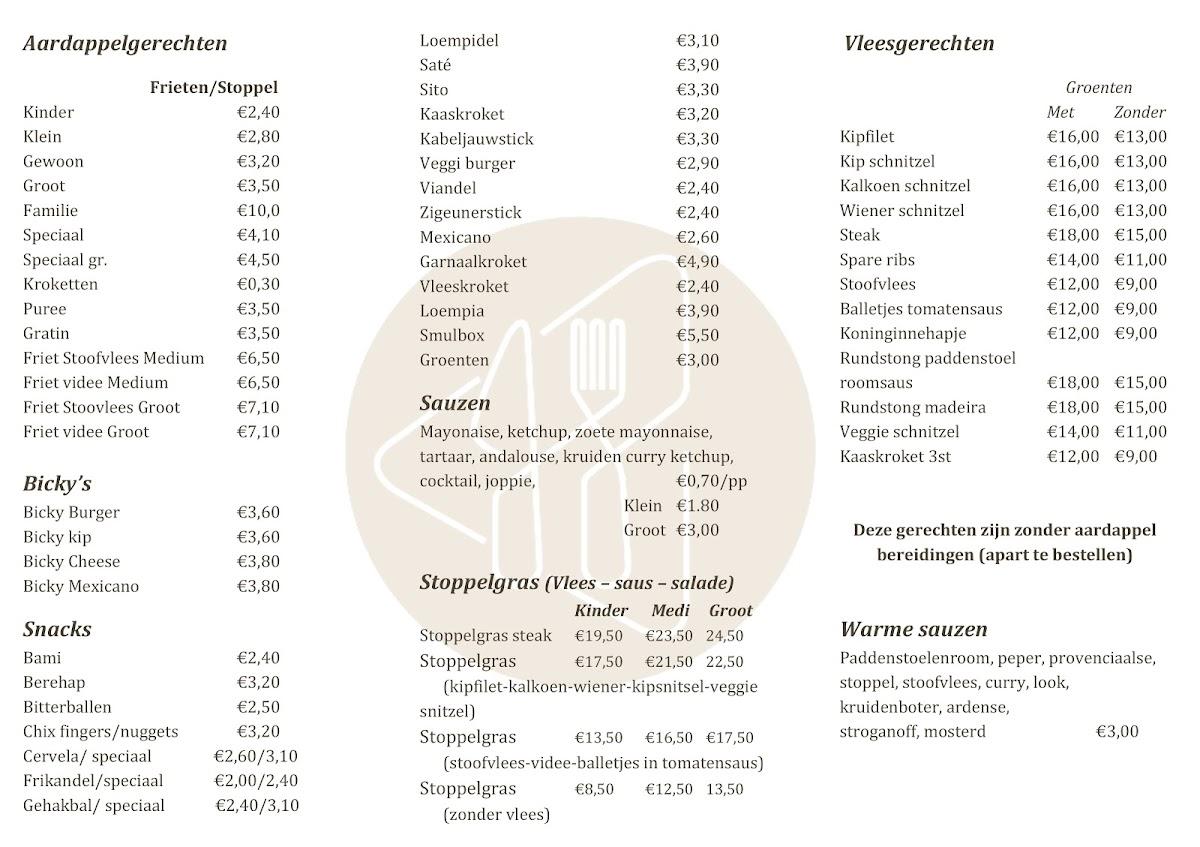 Menu at Eethuis Christoffel, Peer