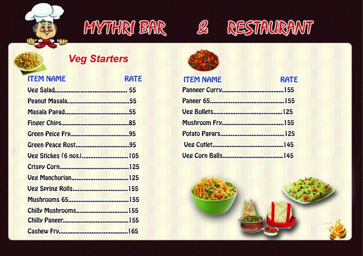 Menu at MYTHRI BAR AND RESTAURENT, Jangareddigudem